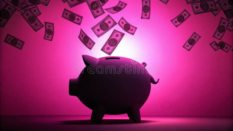 Animated Dollar Bills Soaring into a Piggy Bank a Visual Representation ...