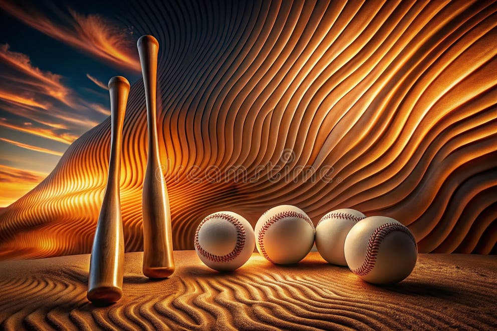 Dynamic Orange Wave Background Featuring Baseball Bats and Balls a ...