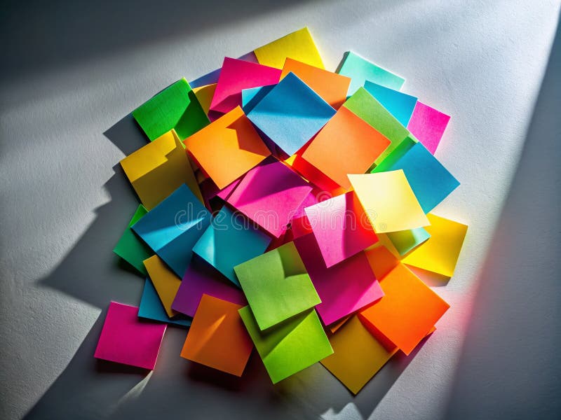 A Vibrant Silhouette of Postit Notes a Chaotic Burst of Color and ...