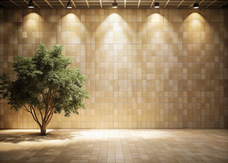 Serene Beige Stage Backdrop with Intricate Tree Shadows and Bright ...