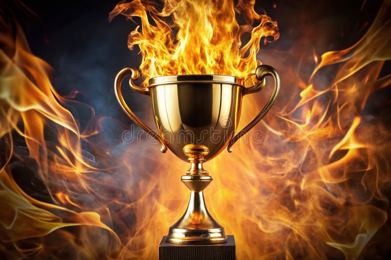 Dramatic Trophy Cup Award with Burning Flames a Striking Visual for ...