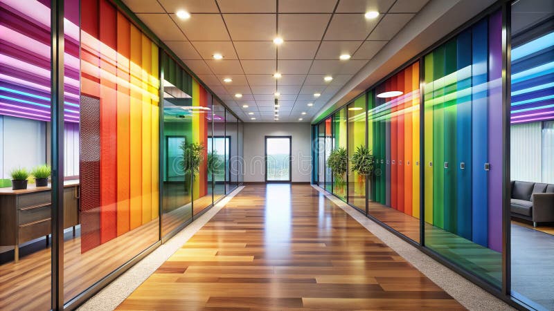 A Rainbow of Inclusivity Modern Office Hallway Design Celebrates Gender ...