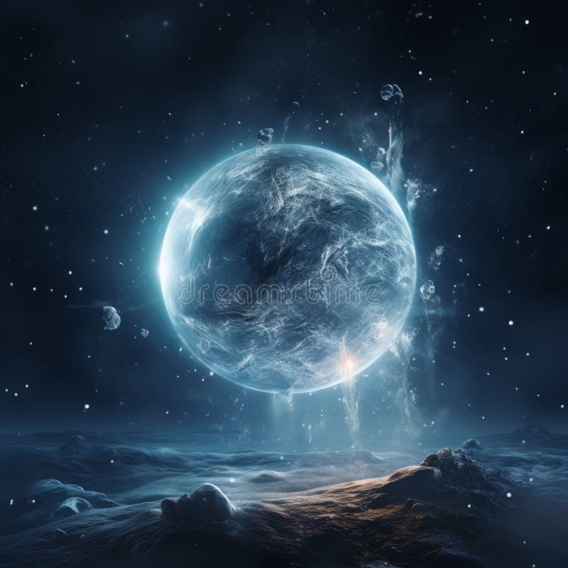 An Ice Planet in Space stock illustration. Illustration of ...
