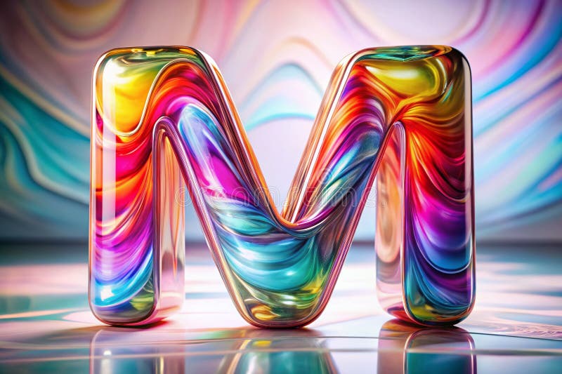 Abstract 3D Glass Letter M Double Exposure Effect Isolated on ...