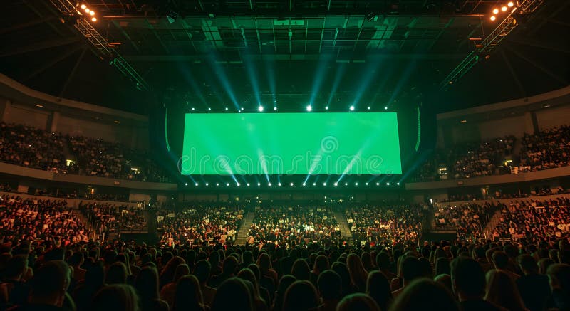 Arena Concert with Green Screen Stock Illustration - Illustration of ...