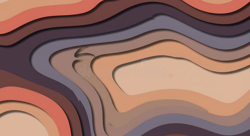 Abstract Wavy Layers: Earthy Tones Papercut Style Background Stock ...