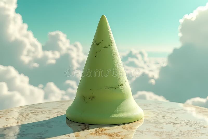 A Delicate Light Green ConeShaped Object Against a Dramatic Cloudy Sky ...