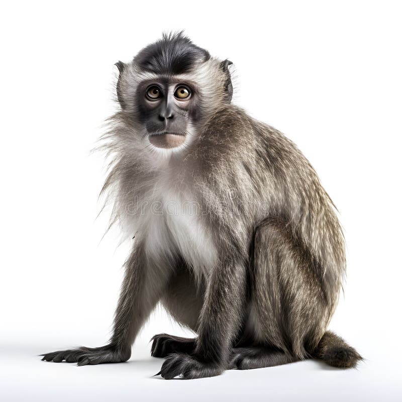 Long-tailed Macaque, Cercopithecus Leucocephalus, Sitting in Front of ...
