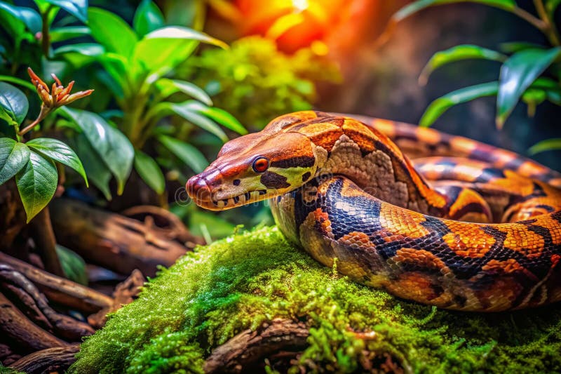 Majestic Boa Constrictor in Luxurious Glass Terrarium a Stunning Exotic ...