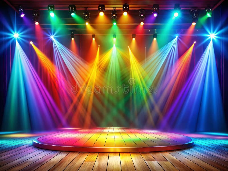 Abstract Stage Lighting Design Colorful Spotlights on an Empty Stage a ...