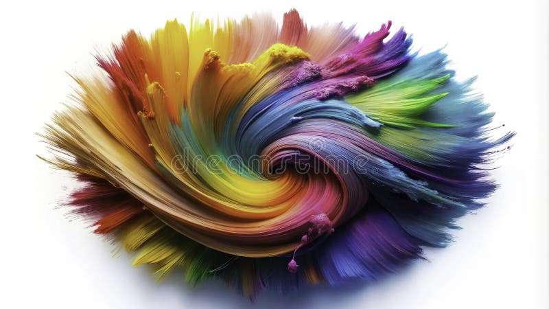 Abstract White Background with Dry Paint Circle Brush Strokes Long ...