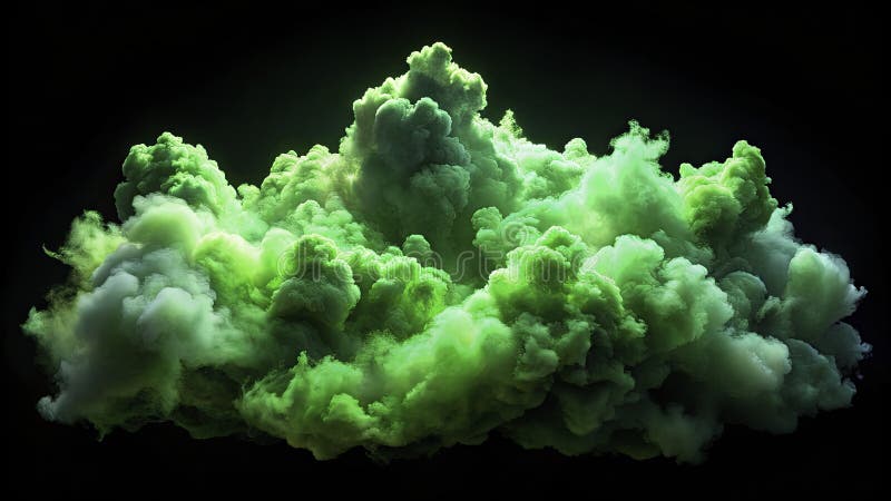 Dynamic Green Gas Clouds Against a Striking Black Background Perfect ...