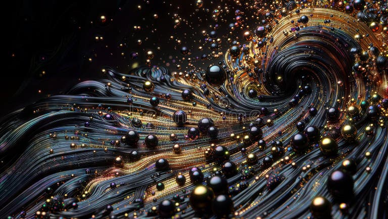 Luxurious Swirl: Dark Hues, Shiny Beads, Generative Ai Stock ...