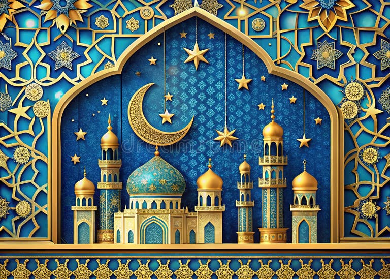 Stunning Blue and Gold Mosque Star Pattern an Elegant Islamic Design ...
