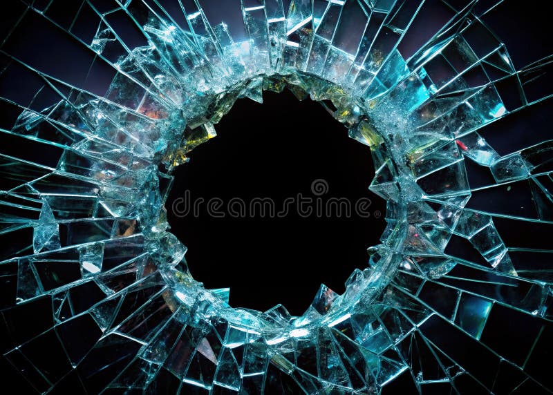Stunning Abstract Circle Frame Shattered Glass Design with Vibrant ...