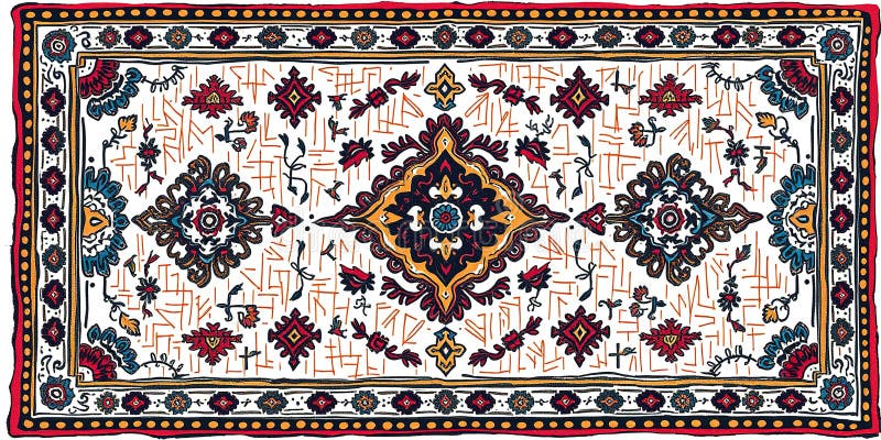 Oriental Rug Tapestry Handdrawn Patterns Stock Illustrations – 1 ...