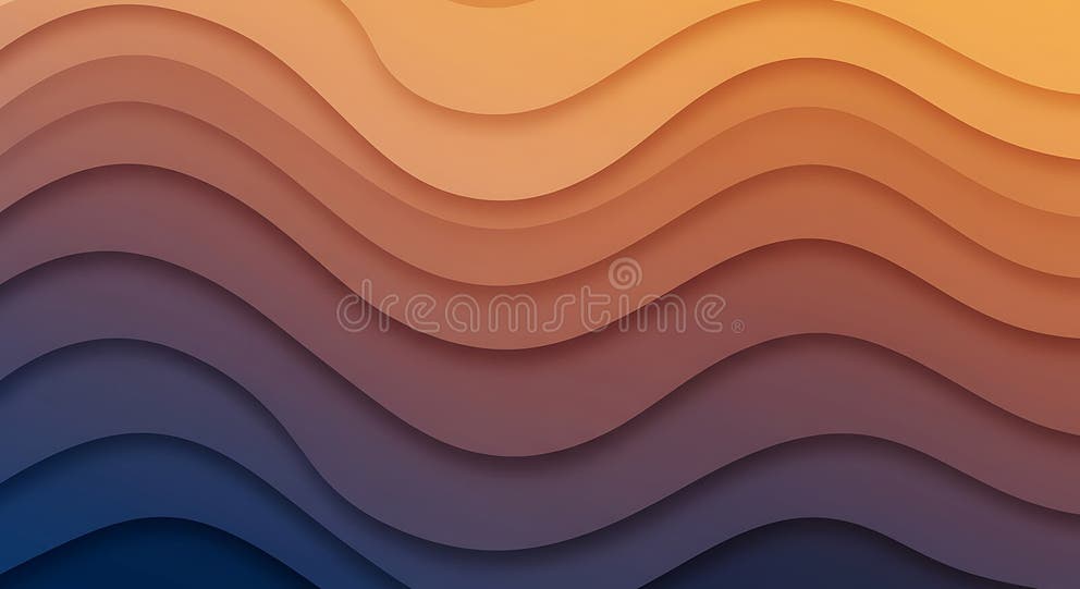 Abstract Wavy Background: Gradient Layers of Orange, Brown, and Blue ...