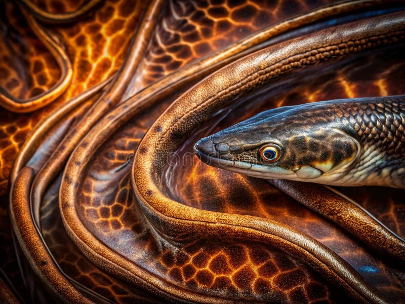 Intricate Texture of a Dark Brown Eel Skin a Stunning Double Exposure ...