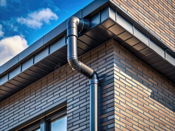 Sleek Modern Minimalist Gutter Pipe Design Urban Architecture Detail in ...