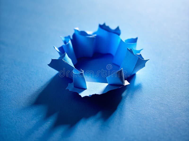 Intriguing Miniature Effect Detailed Closeup of Torn Blue Paper with ...