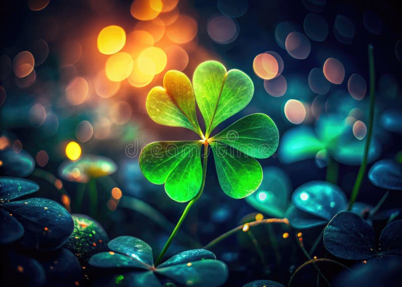 Illuminated Cloverleaf Minimalist Botanical Art Capturing Subtle Light ...