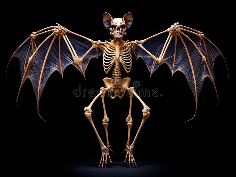 A Stunningly Detailed 8K Night Bat Skeleton Photorealistic Anatomy ...