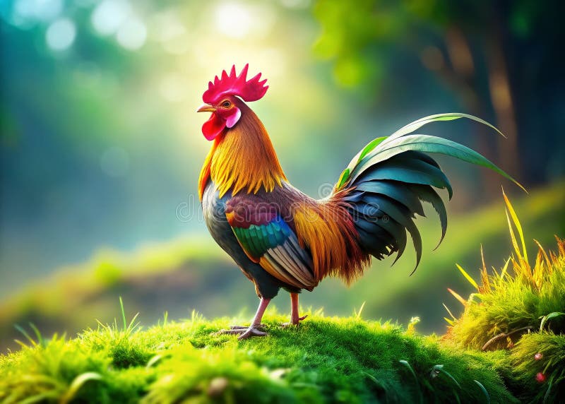 Adorable Miniature Rooster in TiltShift Photography a Detailed CloseUp ...