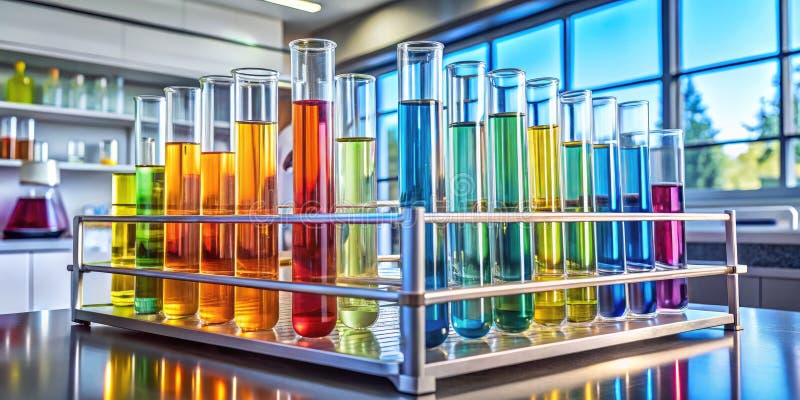 Modern Laboratory Architecture Detailed View of Vibrant Liquid Samples ...