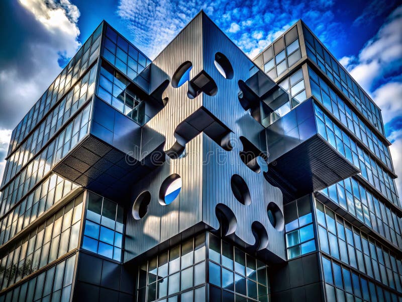 Modern Architectural Structure Intricate Black Puzzle Pieces Symbolize ...