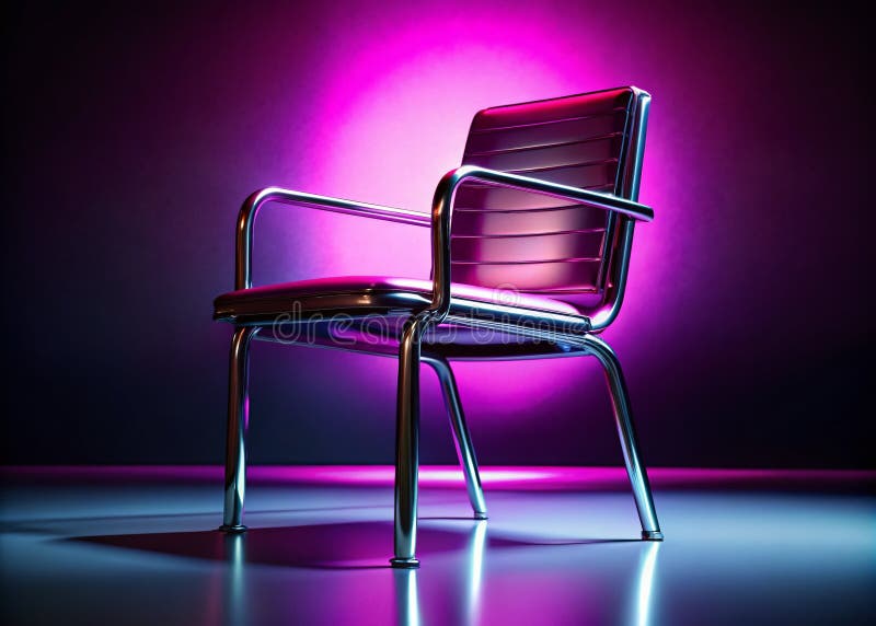 Elegant Chrome Chair in Night Photography Stunning Gradient Background ...
