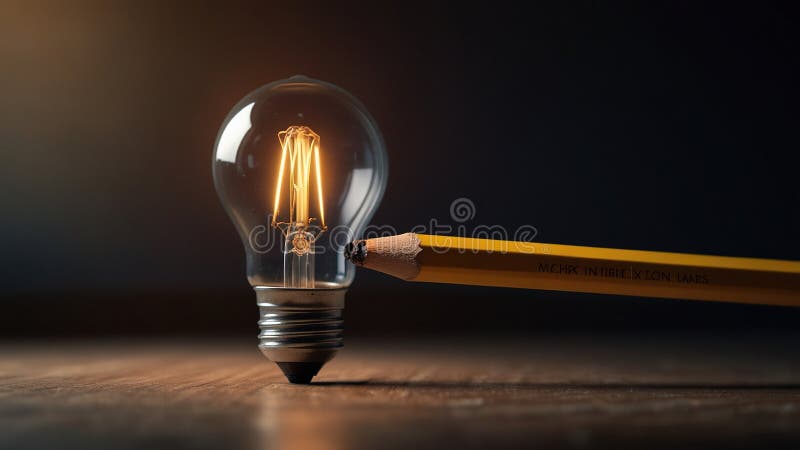 Igniting Brilliance a Pencil and Lightbulb Symbolize Innovative Ideas ...