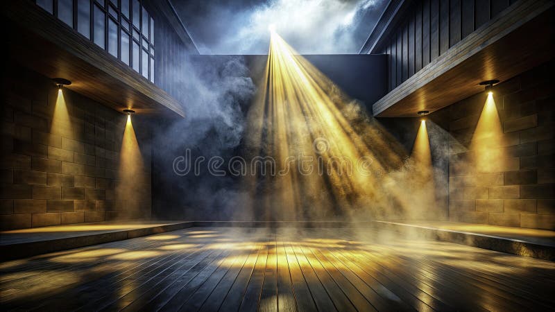 A Dramatic Ray of Light Pierces through Smoky Darkness on a Square ...
