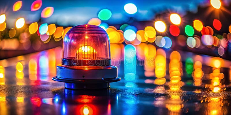 Intense Rotating Emergency Siren Light Deep Focus on a Spinning Beacon ...