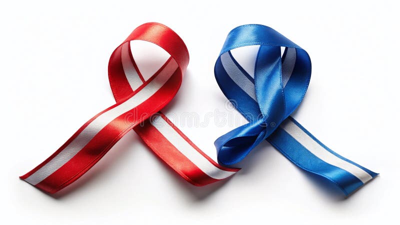 AwardWinning Achievement Celebrated Striking Red and Blue Ribbons on ...