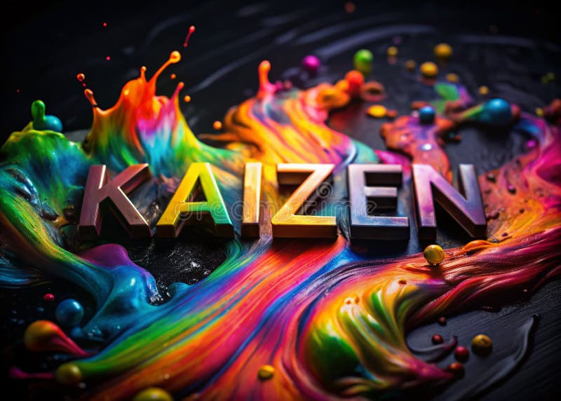 Dynamic Kaizen Concept Abstract Melted Black Ink Typography Design for ...
