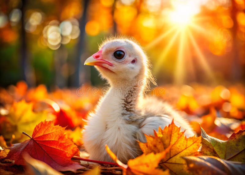 A Tiny Turkey Gobbler in Autumn S Embrace: Adorable Young Turkey with ...