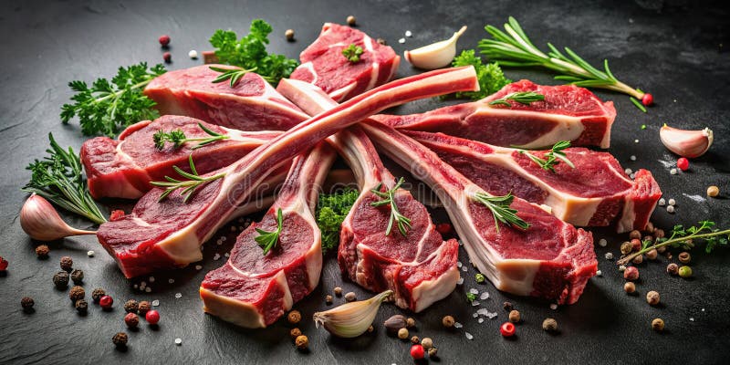 A Culinary Masterpiece Awaits Exquisite Raw Lamb Chops Mutton Cuts and ...