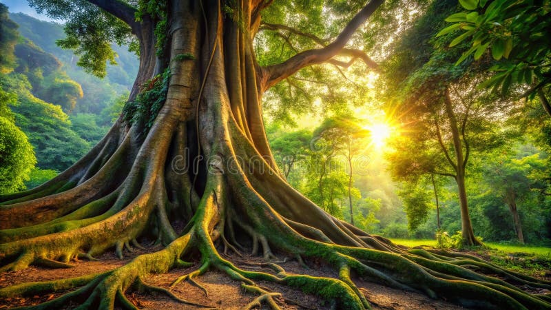 A Striking Display of Natures Power Intricate Tree Trunk and Root ...