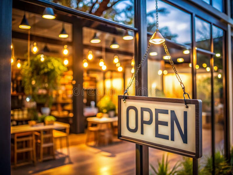Inviting Retail Space a Beautifully Framed Open Sign Board Masterfully ...