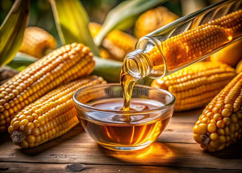 Sweet Corn Syrup Drizzle Over Fresh Corn Cob in Glass Dish a ...