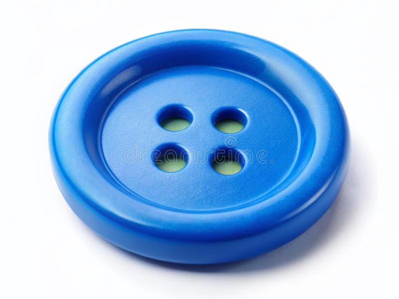 Closeup of a Single Vibrant Blue Push Button with Distinct FourHole ...