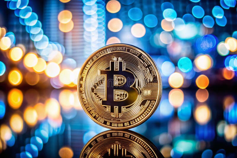 Modern Bitcoin Logo on Dynamic Blockchain Background a Powerful Visual ...