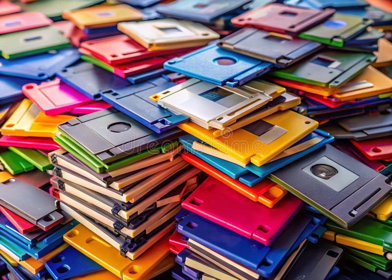 Vintage Floppy Disk Stack a Nostalgic Glimpse at Data Storage in the ...