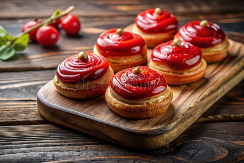 A Delightful Display of Red Glazed Pastries Minimalist Photography ...