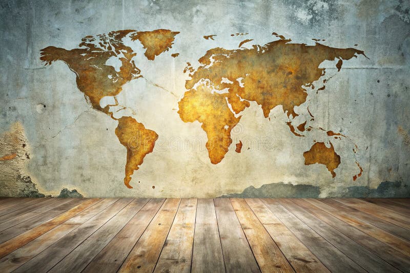 Striking Abstract Concrete Plaster Wall Texture a Modern World Map ...