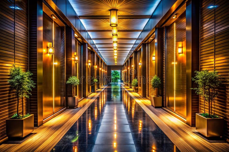 Sleek Hotel Lobby Passage a Modern Architectural Masterpiece Capturing ...