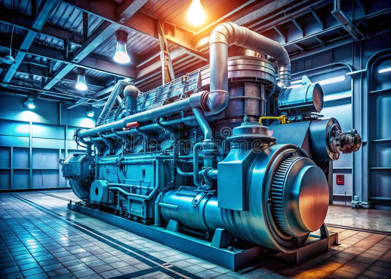 Robust Marine Diesel Generator in a Ships Engine Room a Powerful ...