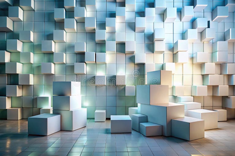 Modern Abstract Design a Surreal 3D Composition of White Geometric ...