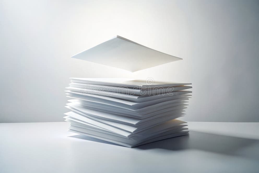 Floating White Papers a Surreal Stack of Abstract Minimalist Art on a ...