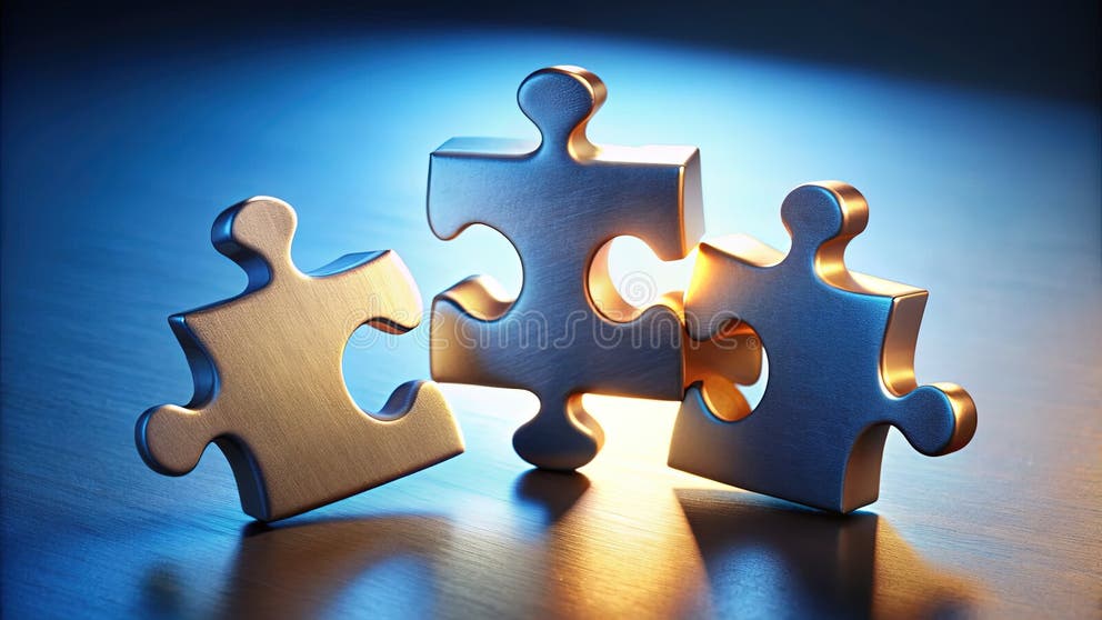 Unlocking Potential Three Interconnected Puzzle Pieces Symbolize Unity ...